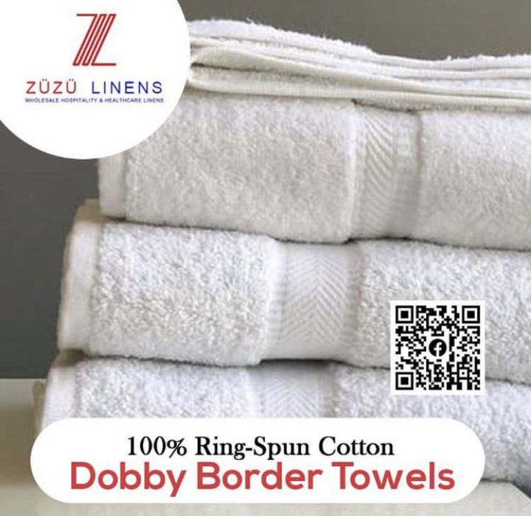 DOBBY BORDER TOWELS - Zuzu Linens USA