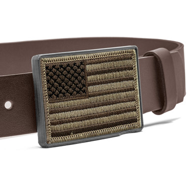 American Tan Flag Leather Belt