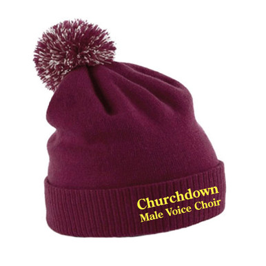Churchdown Male Voice Choir Burgundy/Off-White Bobble Hat