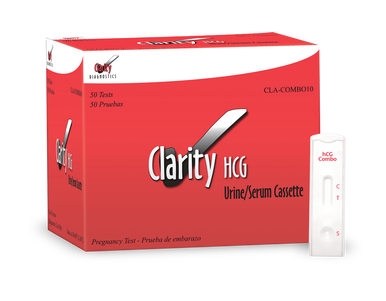 Clarity hCG Single Step Combo Urine/Serum High Sensitivity Pregnancy ...