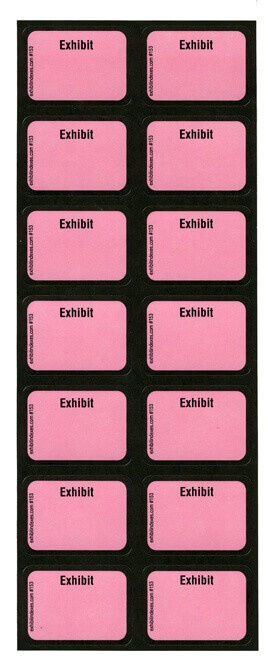 Exhibit Labels Pink #153 - ExhibitIndexes.com