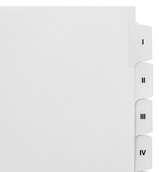 Roman Numerals Dividers I - X - ExhibitIndexes.com