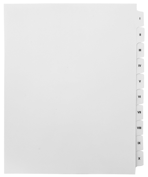 Roman Numerals Dividers I - X - ExhibitIndexes.com