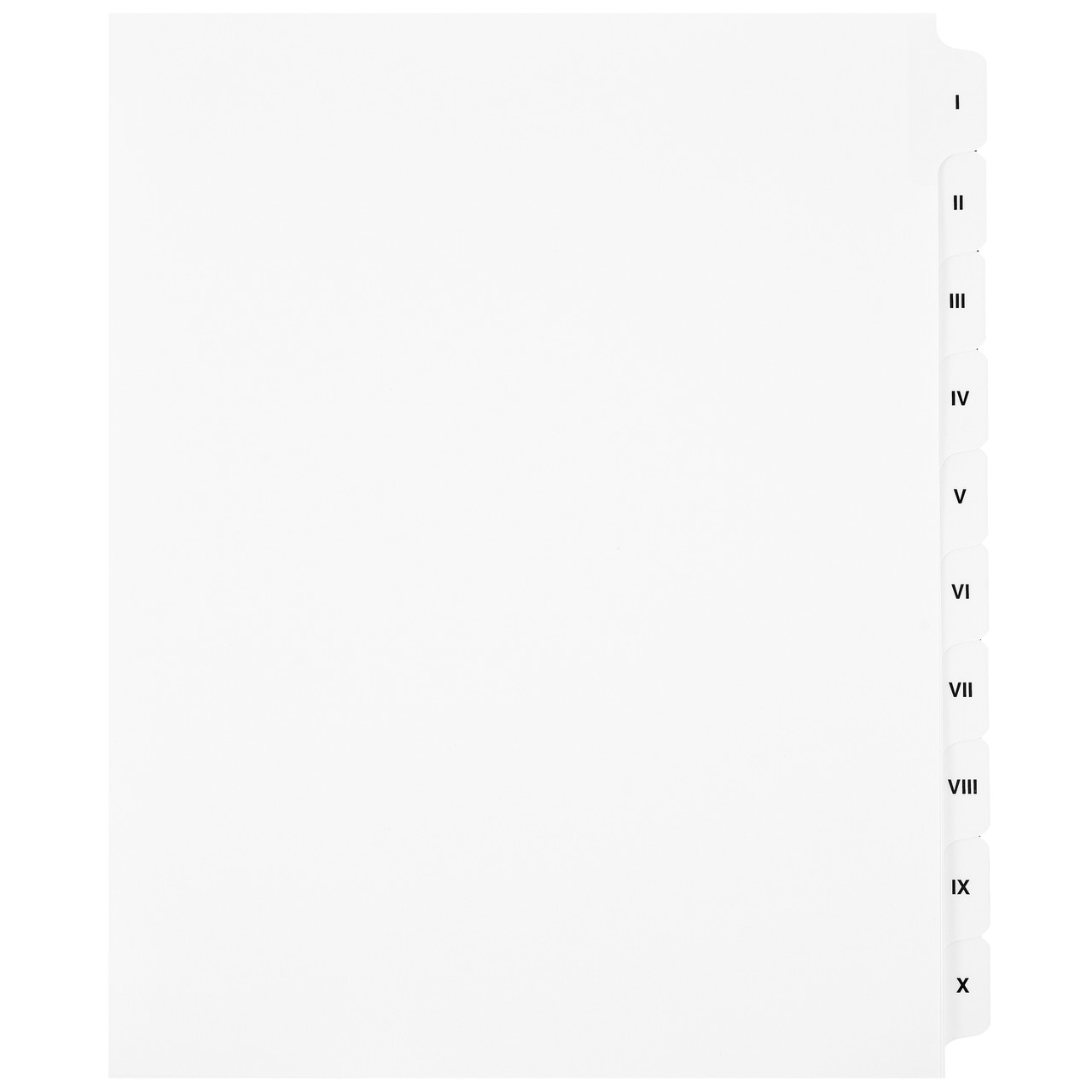 Roman Numerals Dividers I - X - ExhibitIndexes.com