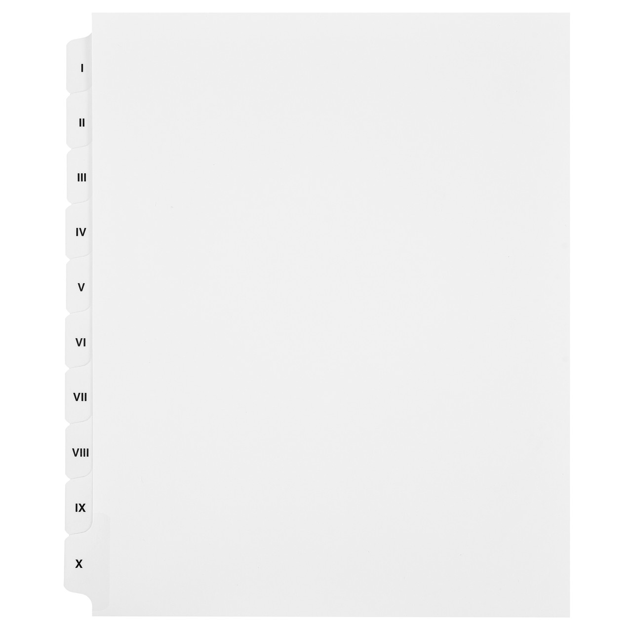 Roman Numerals Dividers I - X - ExhibitIndexes.com