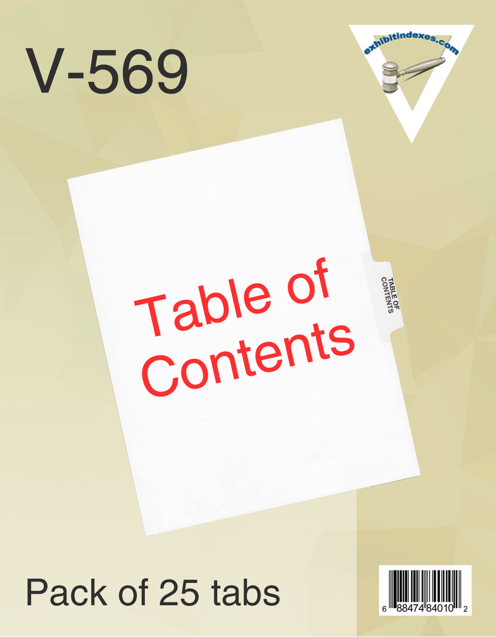 Table of Contents Tabs - ExhibitIndexes.com