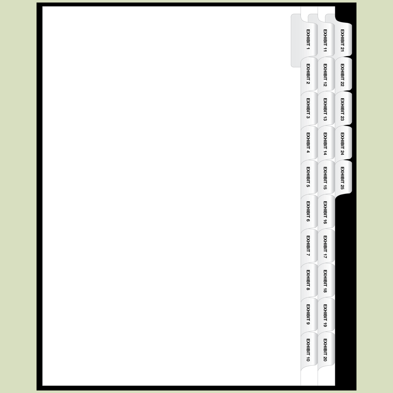 Exhibit Tabs 1-25 - ExhibitIndexes.com