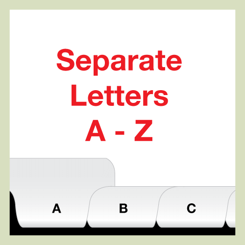 Bottom Letter Tabs Individual Letters - ExhibitIndexes.com