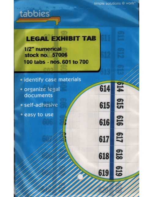 Tabbies 57006 Numbers 601-700 - ExhibitIndexes.com