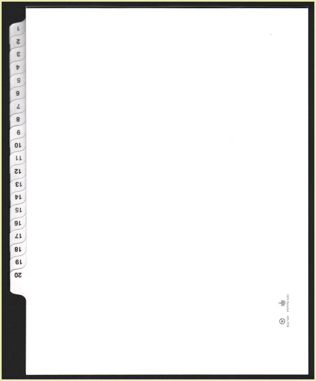 Numbered Dividers 1-20 - ExhibitIndexes.com