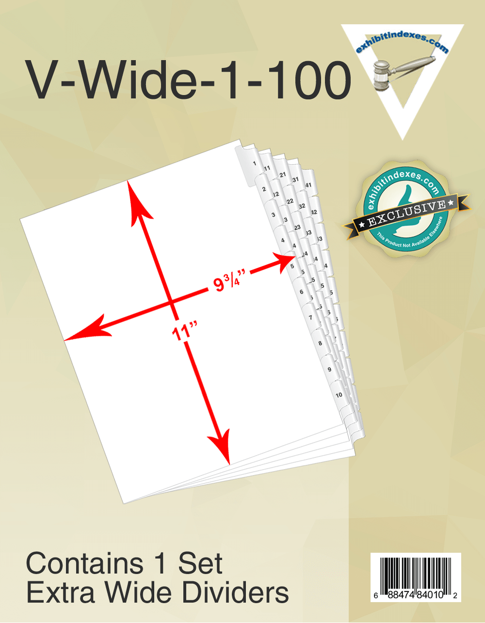 Wide Dividers 1-100 - ExhibitIndexes.com
