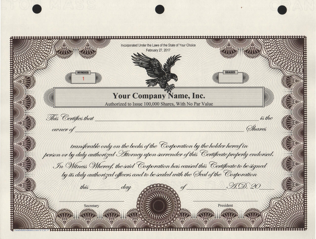 Corporate Stock Certificates - Custom Stock Certificate Printing