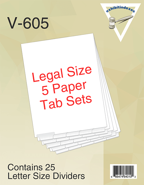 Bottom Paper Tab Legal Size Sets 5 Tab - ExhibitIndexes.com