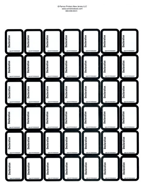 Declaration Exhibit Labels #497 - ExhibitIndexes.com