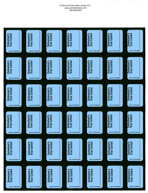 Defendant's Trial Exhibit Labels Blue #105 - ExhibitIndexes.com