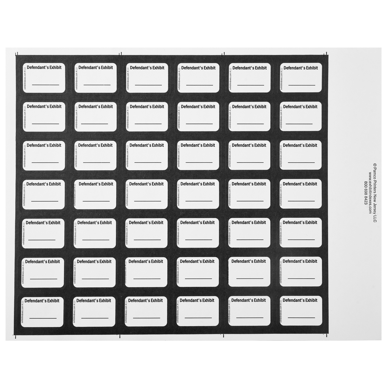 Defendant's Exhibit Labels White - ExhibitIndexes.com