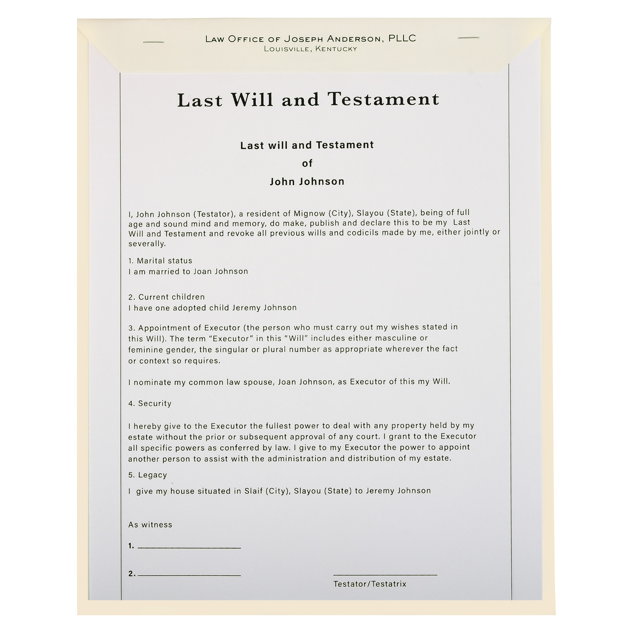Will Covers Letter Size Portrait Personalized (Priced per 50 ...
