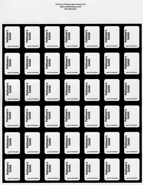 Petitioner's Exhibit Labels #479 - ExhibitIndexes.com