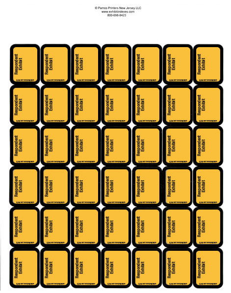 Respondent Exhibit Labels Golden Yellow #478 - ExhibitIndexes.com
