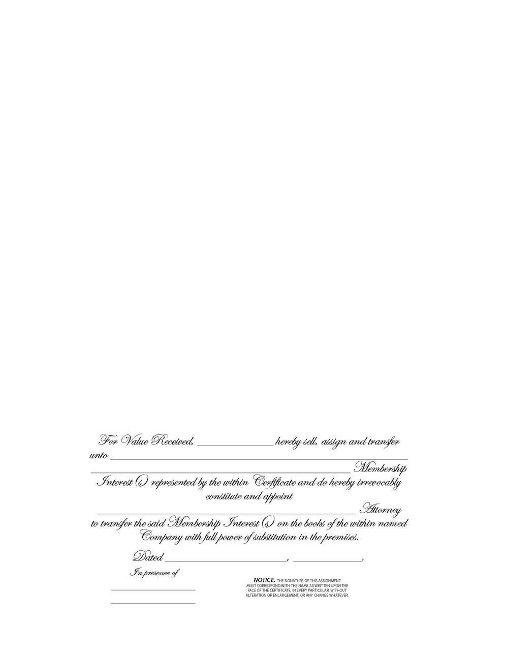 Custom Printed LLC Certificates - ExhibitIndexes.com