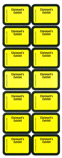 Claimant's Exhibit Labels Bright Yellow #309 - ExhibitIndexes.com