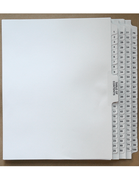 Legal Tabs 1-100 (letter size) - ExhibitIndexes.com