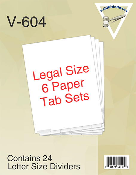 Bottom Paper Tab Legal Size Sets 6 Tab - ExhibitIndexes.com