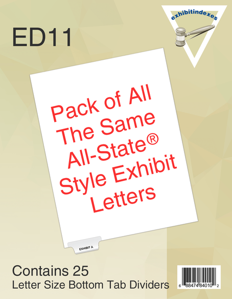 All-State Bottom Exhibit Tabs - Letters - Exhibit Indexes