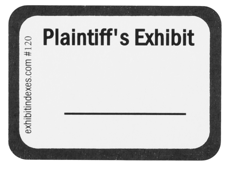 Plaintiff's Exhibit Labels White - ExhibitIndexes.com