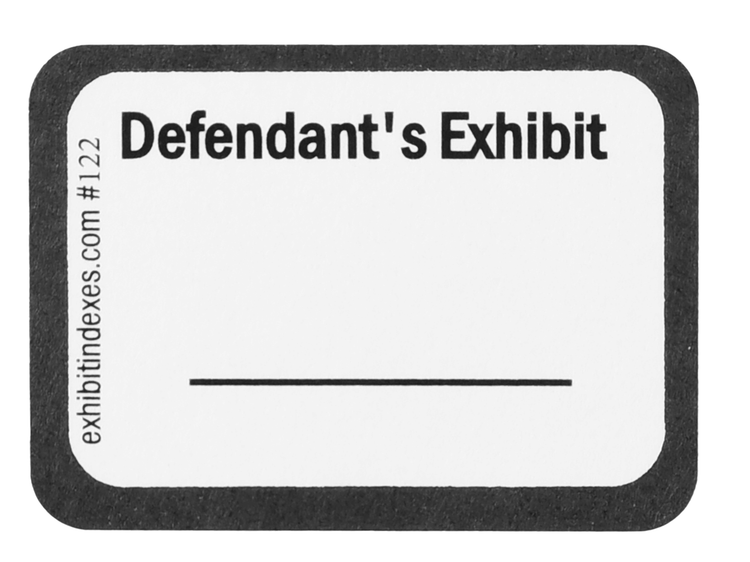 Defendant's Exhibit Labels White - ExhibitIndexes.com