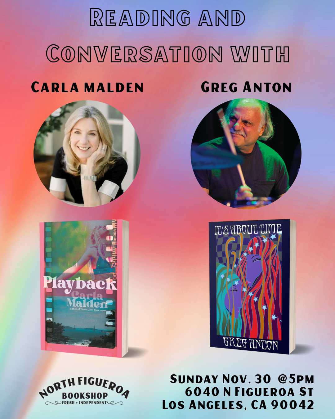 Reading on Sunday, November 30th: Carla Malden + Greg Anton - Rare Bird ...