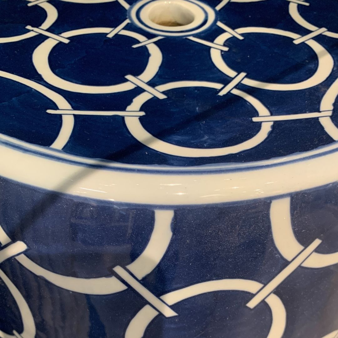 Indigo Blue Circle Chain Garden Stool