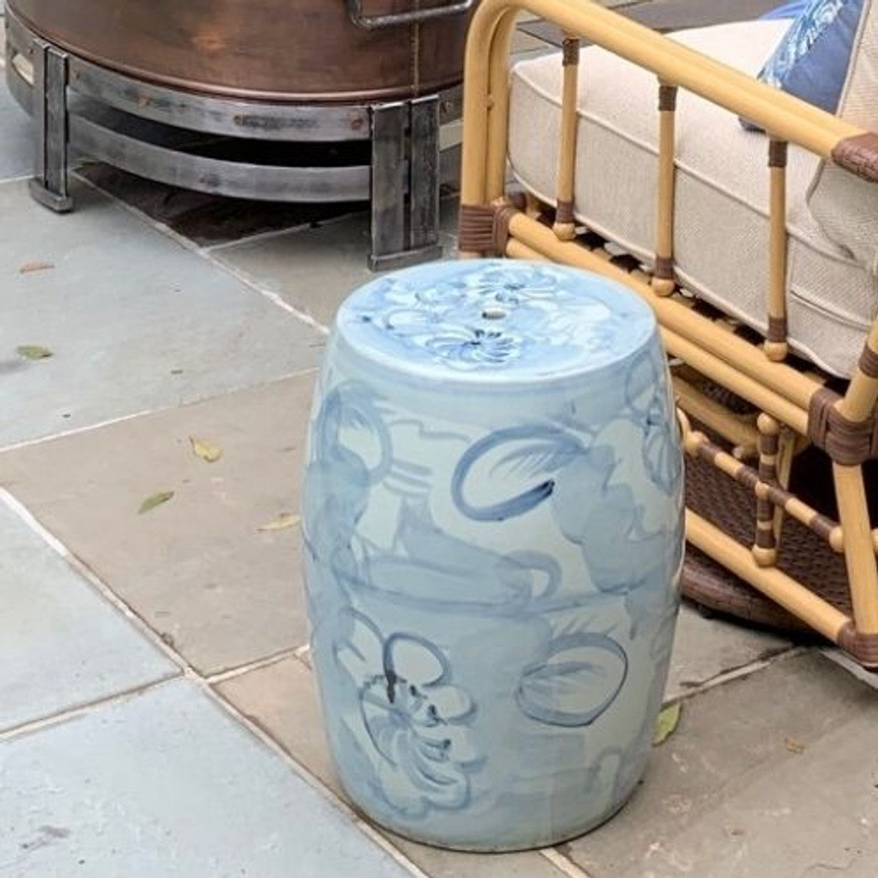 Silla Twisted Blue Flower Porcelain Garden Stool