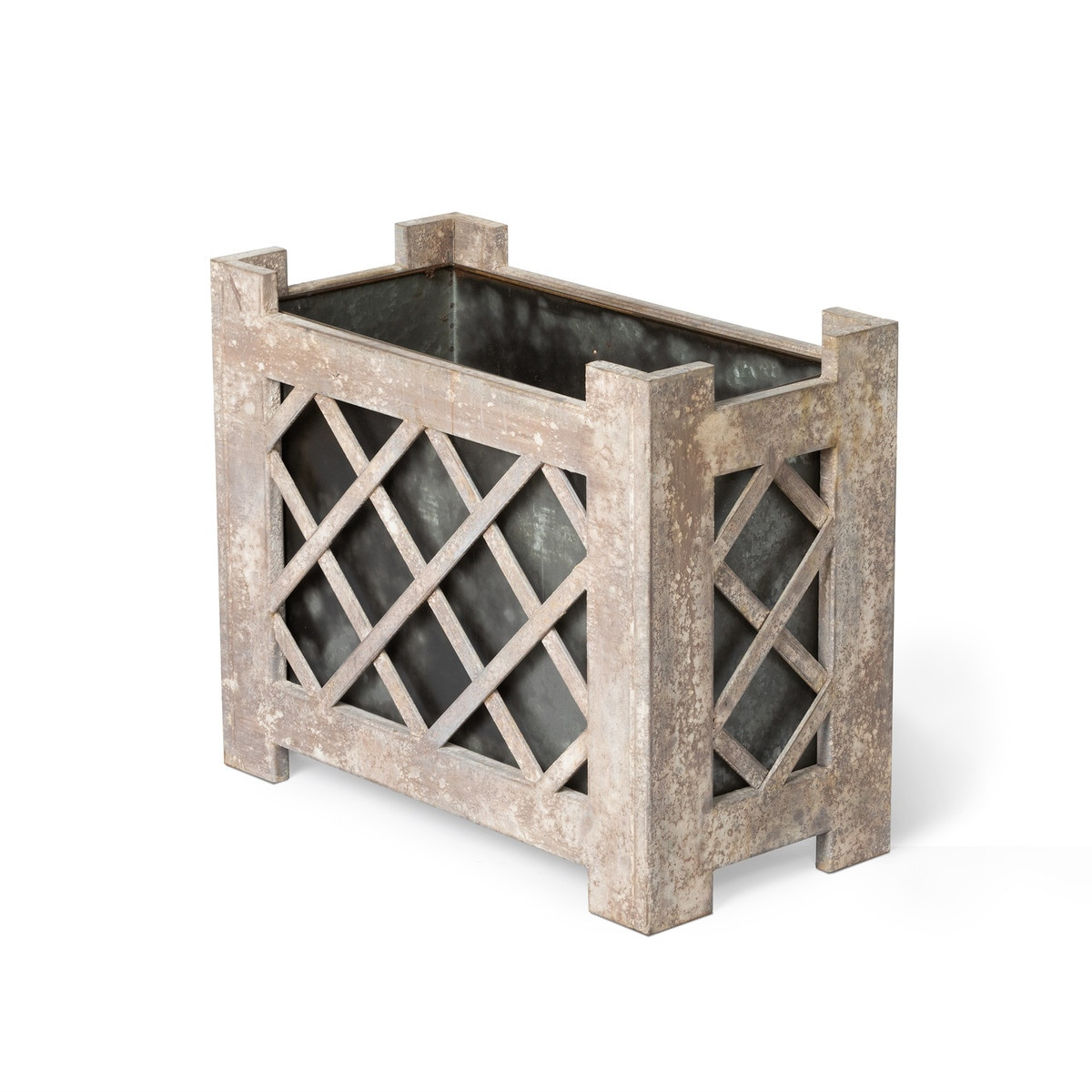 Garden Lattice Iron Rectangular Planter