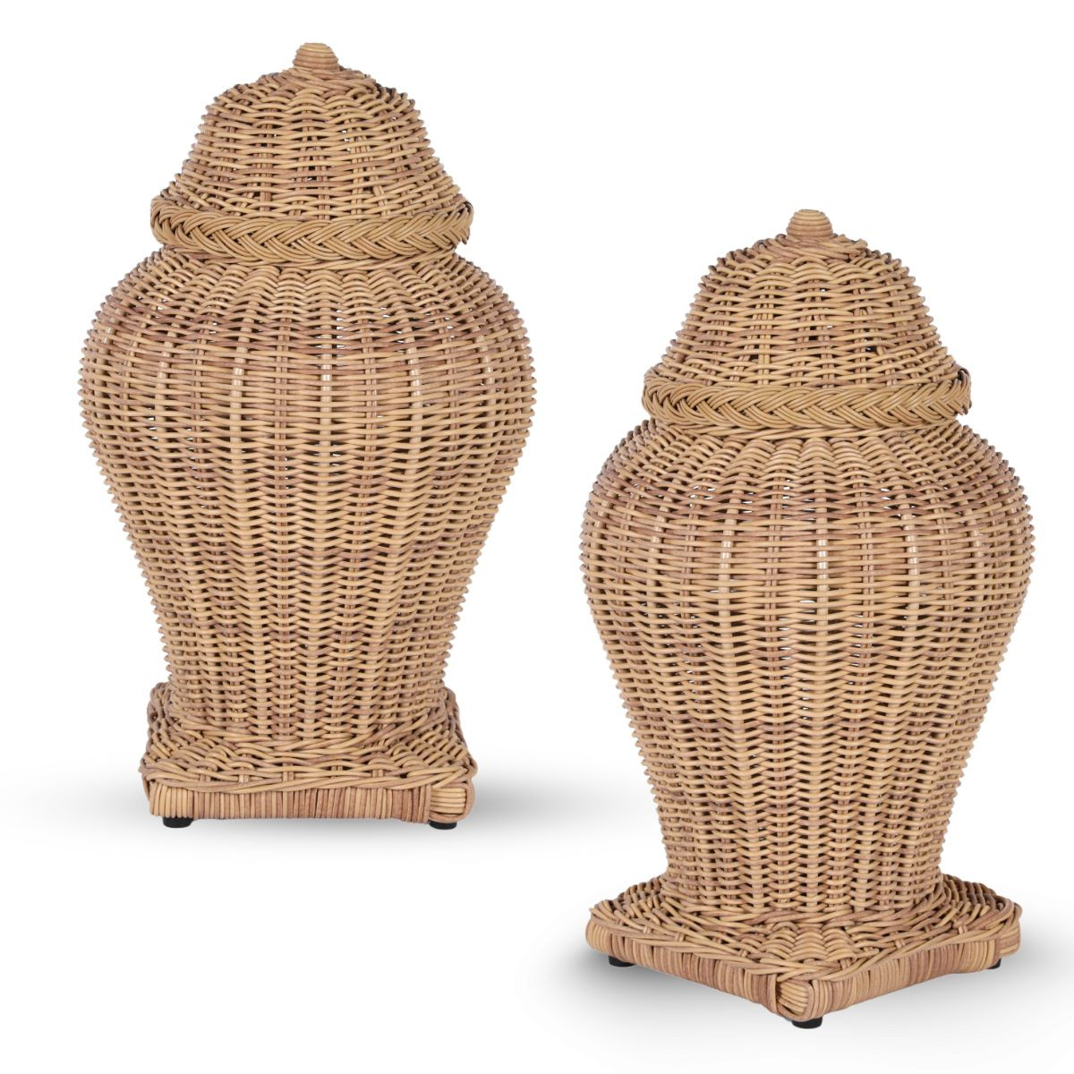 Outdoor Woven Ginger Jar – Elegant All-Weather Décor