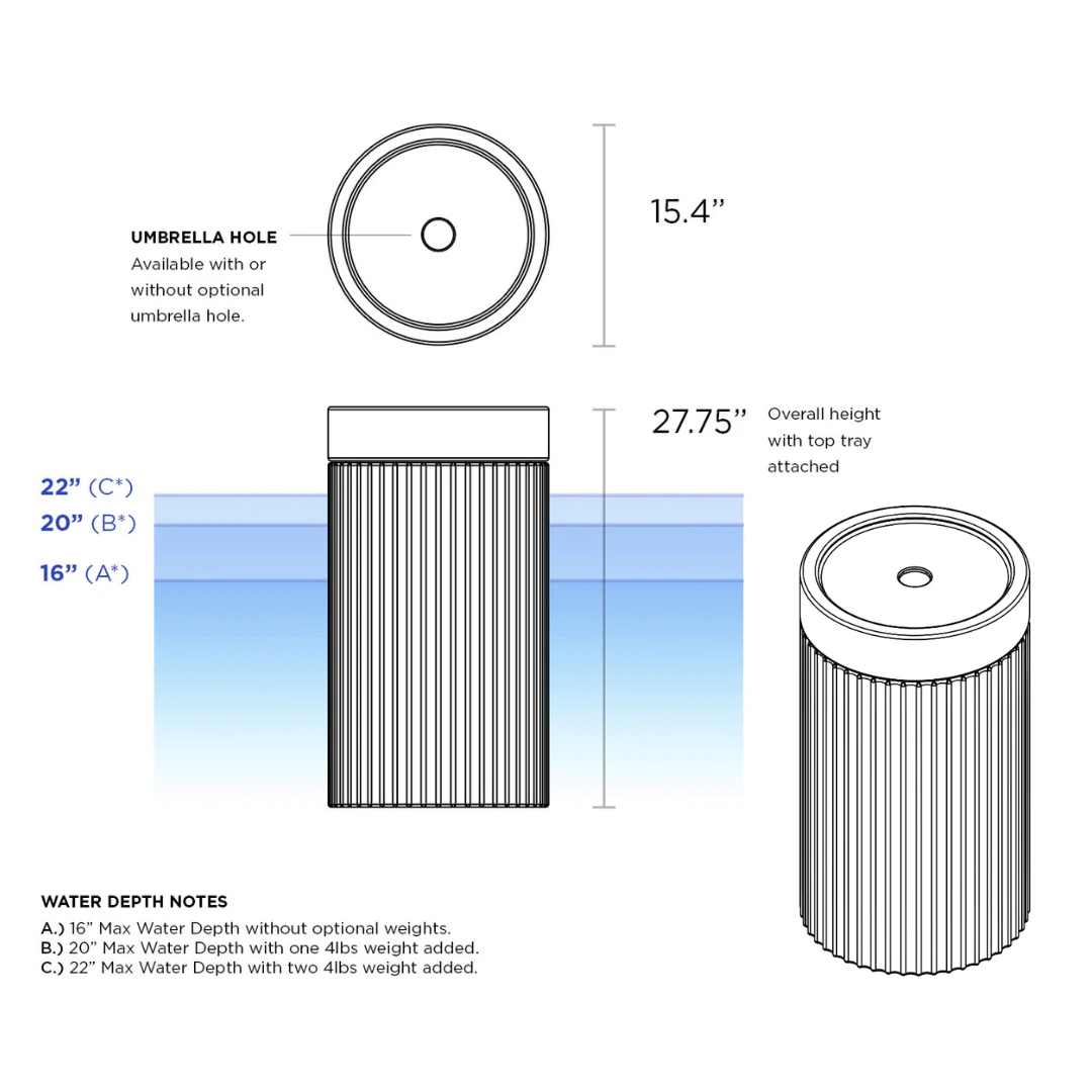 Tenjam Ripple Tall Table with Umbrella Lid Opening