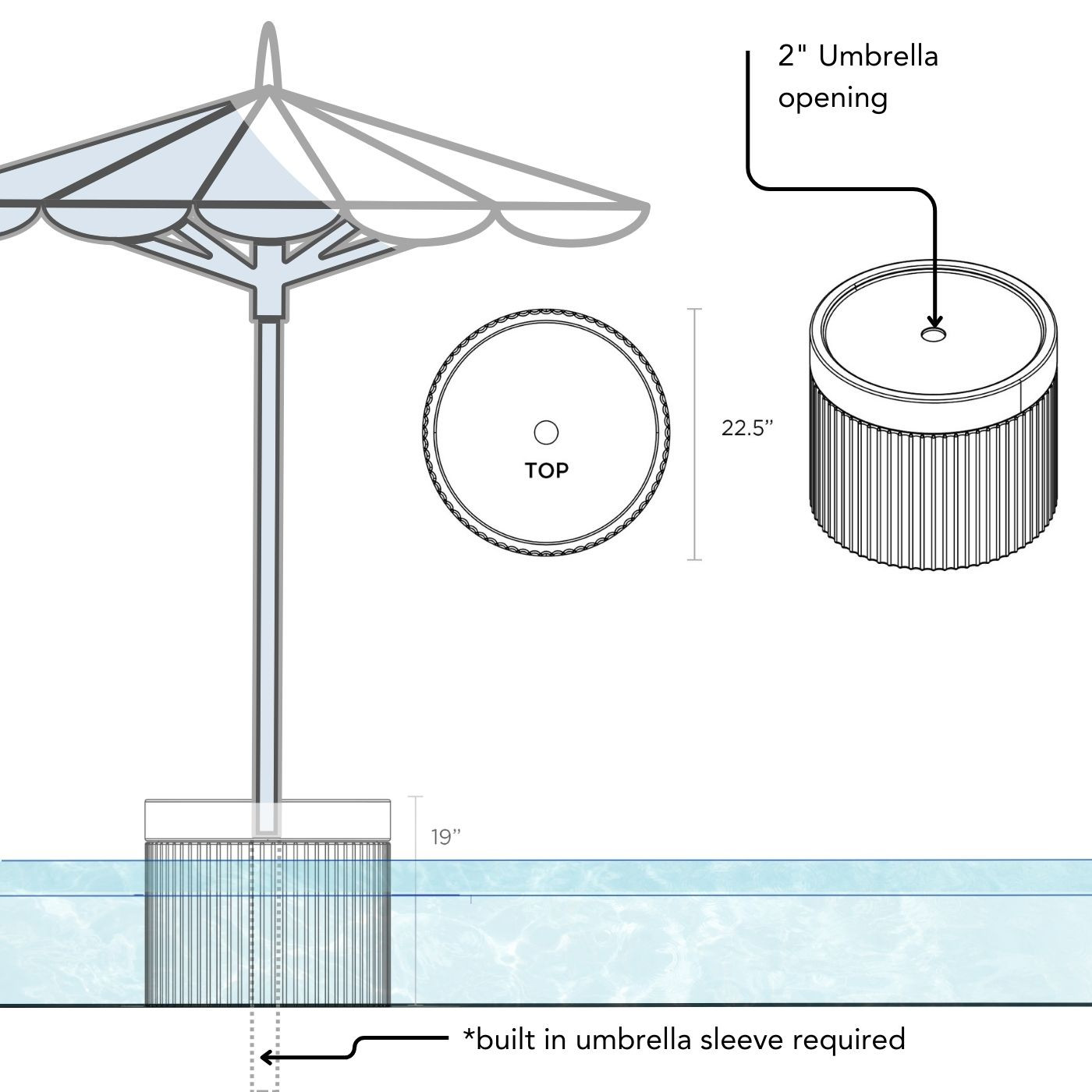 Tenjam Ripple Wide In-Pool Side Table for Tanning Ledges
