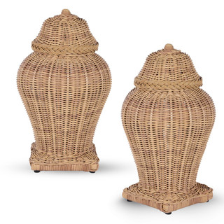 Outdoor Woven Ginger Jar – Elegant All-Weather Décor