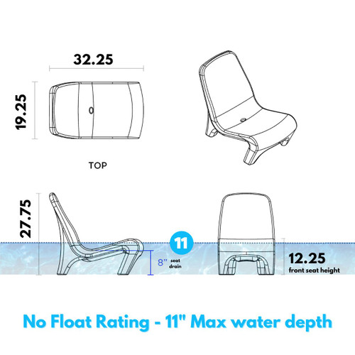 Tenjam Freelo Splash Chair | In-Pool Lounger for Pool Ledges