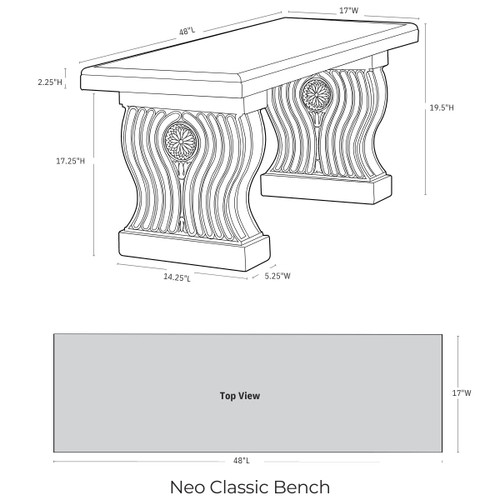Neo Classic Bench - Cast Stone