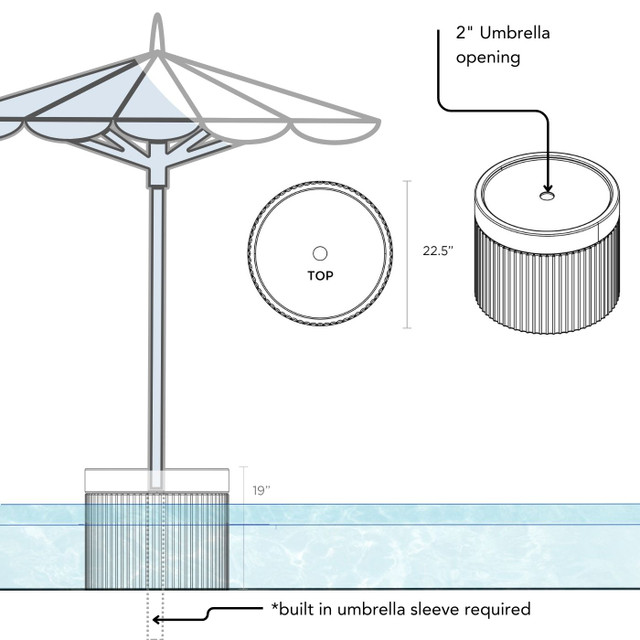 Tenjam Ripple Wide In-Pool Side Table for Tanning Ledges