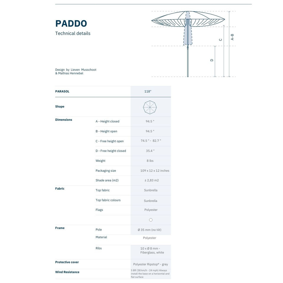 PADDO Outdoor Umbrella | Unique Exterior Patio or Pool Shade System