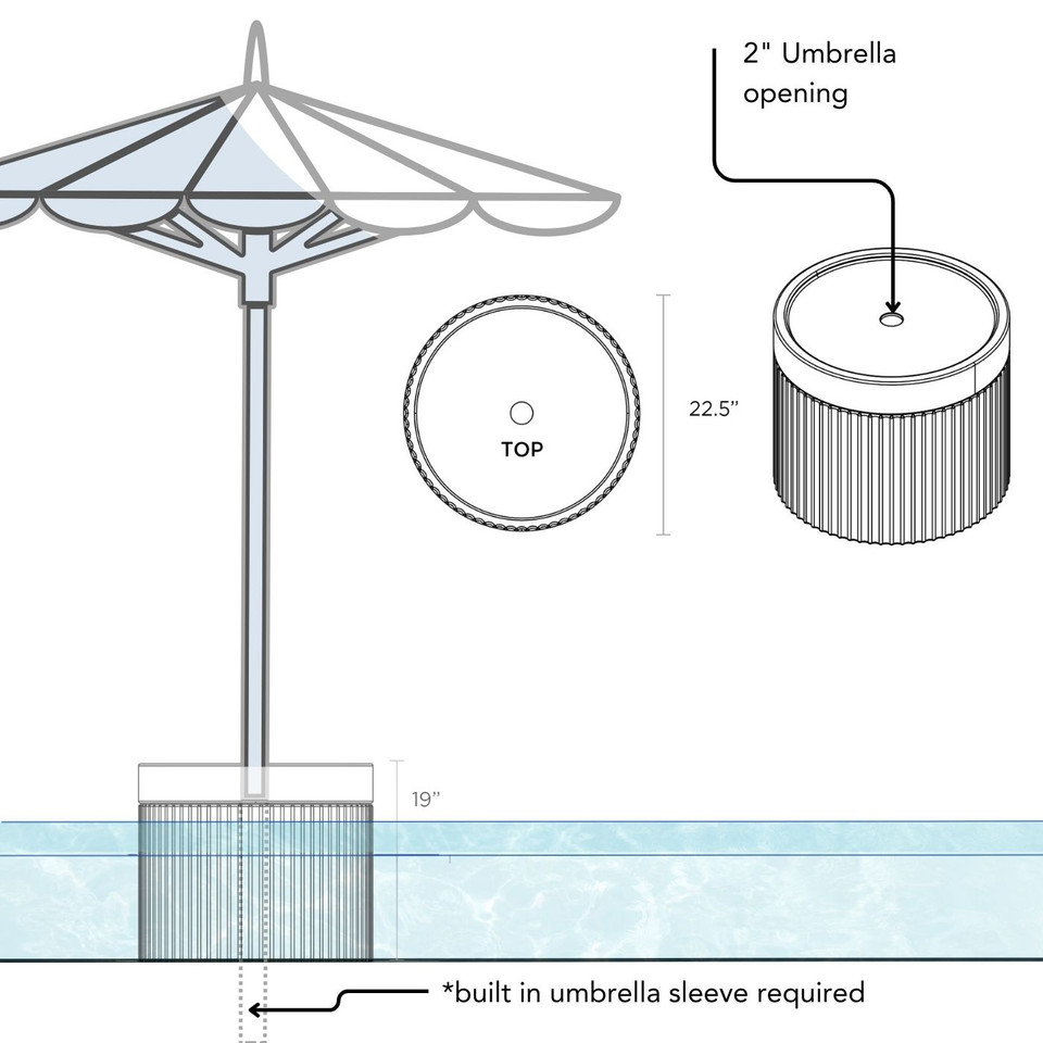Ripple In-Pool Umbrella Side Table for Tanning Ledge