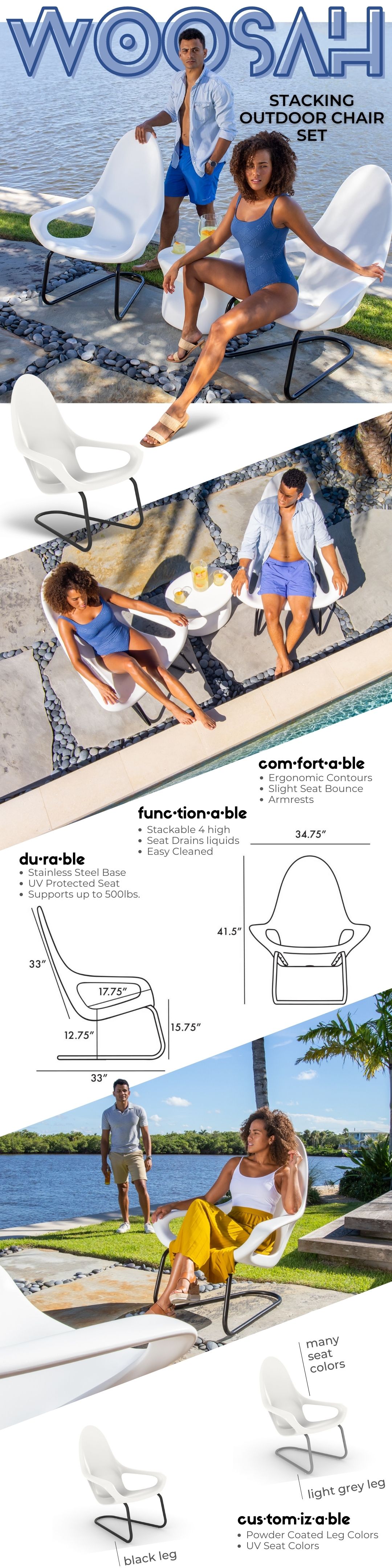 Woosah Outdoor Stacking Lounge Chair | Set of 2