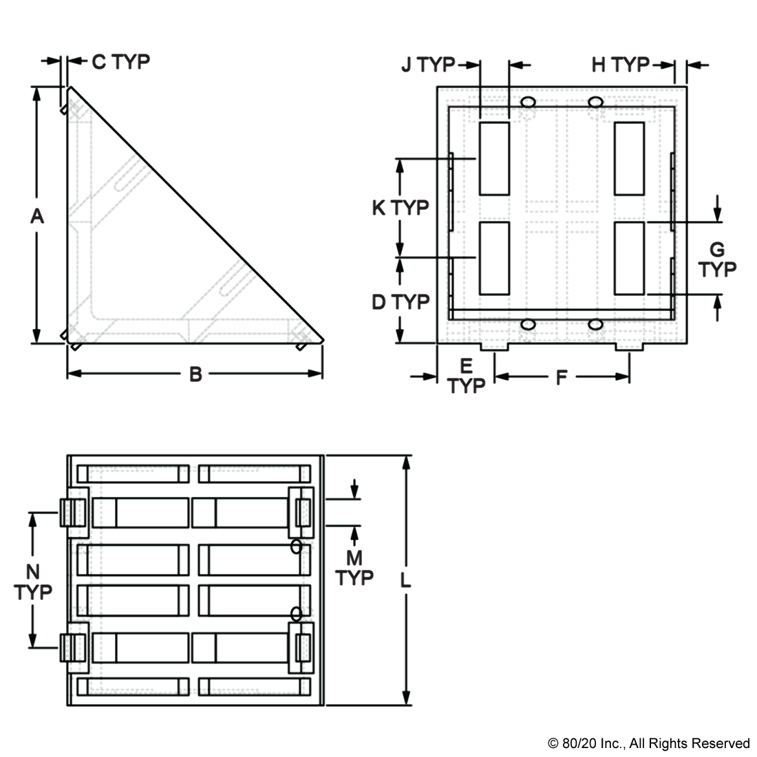 14104 | 40 Series 8 Hole- 76mm Inside Corner Bracket with Dual Support ...