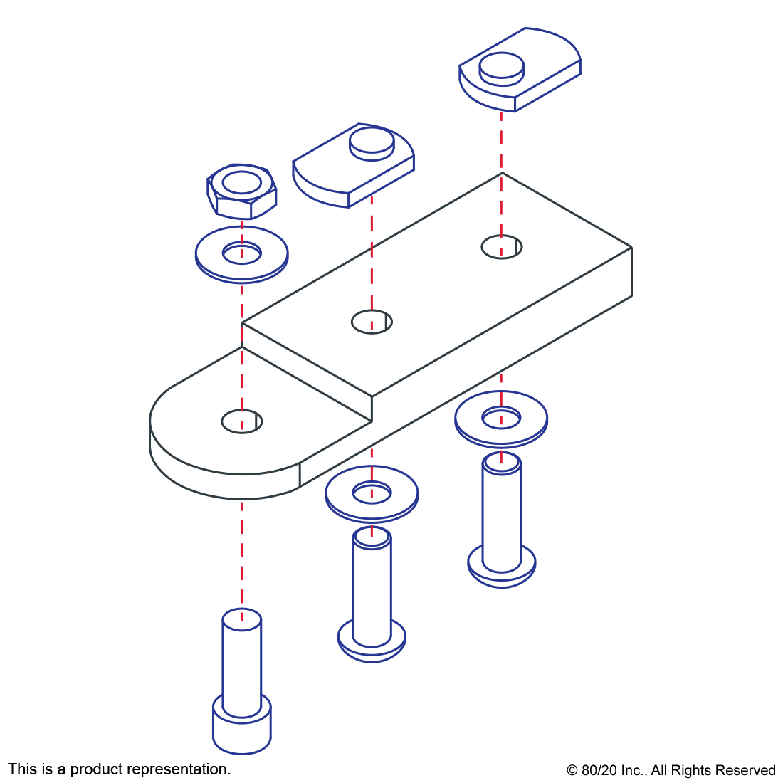 40-4390 | 40 Series 3 Hole - Recessed Straight Pivot Plate | CPI Automation