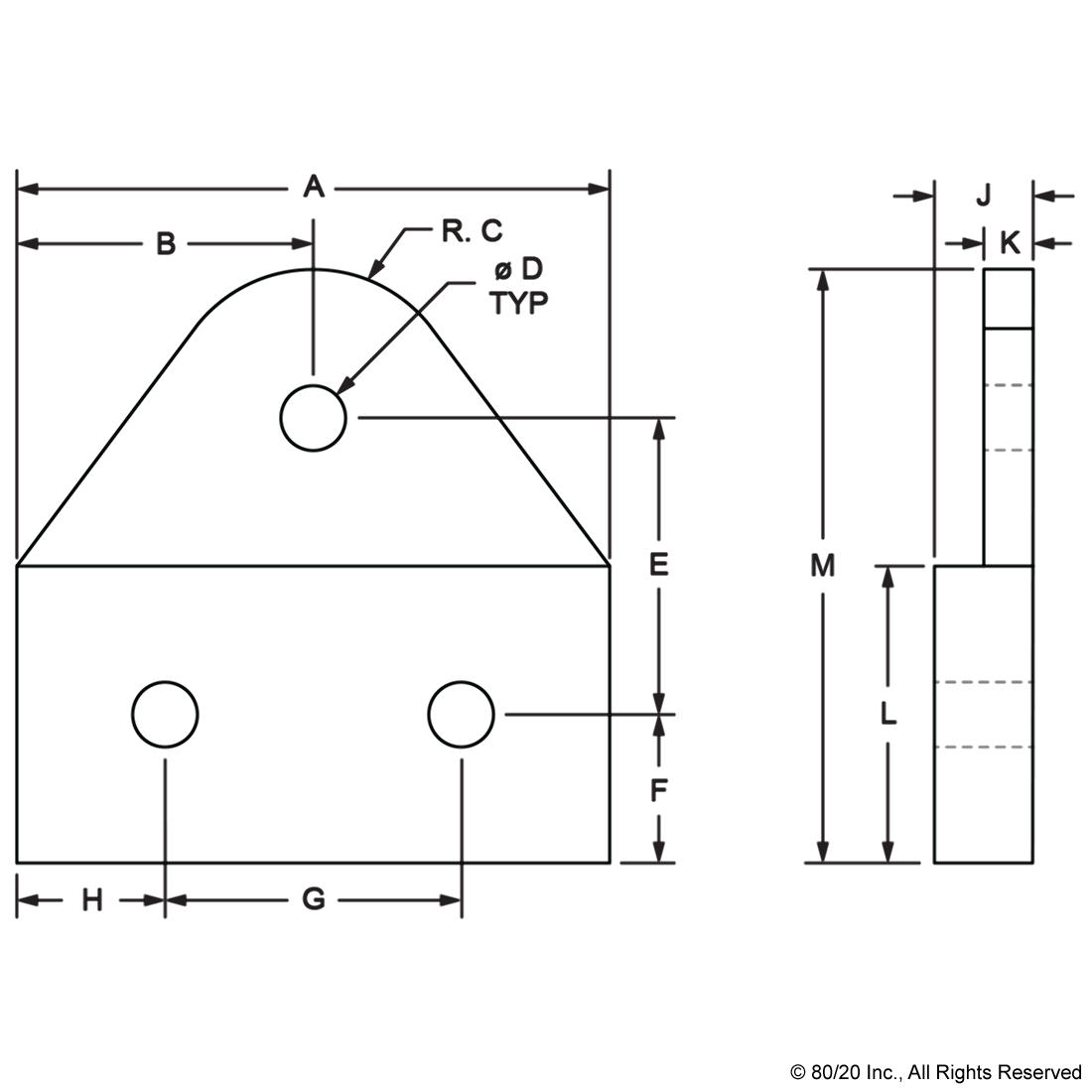 4392 | 15 Series 3 Hole - Recessed Triangular Pivot Plate | CPI Automation