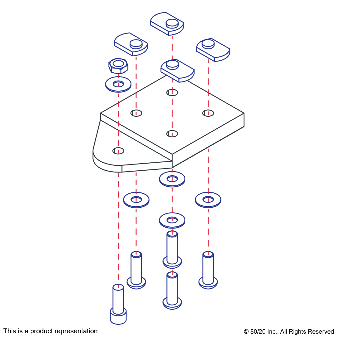 4394 | 15 Series 5 Hole - Recessed Triangular Pivot Plate | CPI Automation