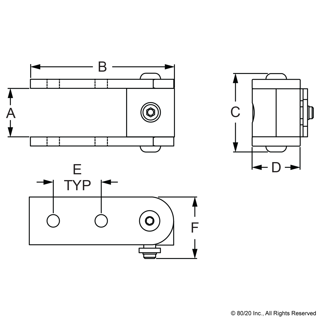 25-4198-Black | 25 Series 90 Degree Standard Structural Pivot Assembly ...