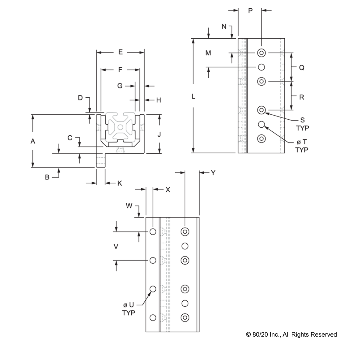 6531-Black | 15 Series 3 Slot Mount - Single Flange Long High-Cycle ...